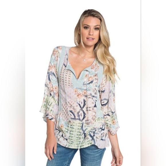 dylan | Tops | Dylan Boho Multi Floral Billowy Peasant Top Medium ...